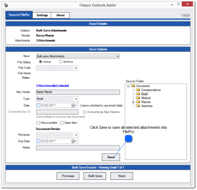 FilePro Update – The Outlook Addin - FilePro Legal Practice Management Software