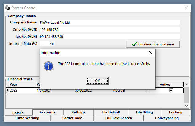 EOFY Screen 2 - FilePro Legal Practice Management Software